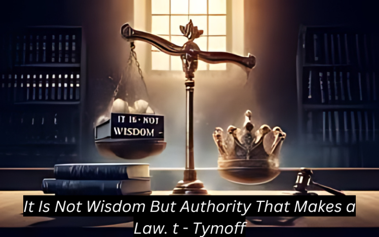 It Is Not Wisdom But Authority That Makes a Law. t - Tymoff